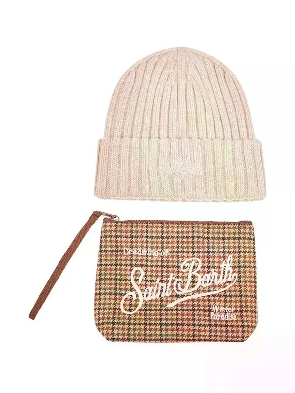 MC2 SAINT BARTH Aline Clutch Bag And Wengen Beanie Hat Set - Neutrals