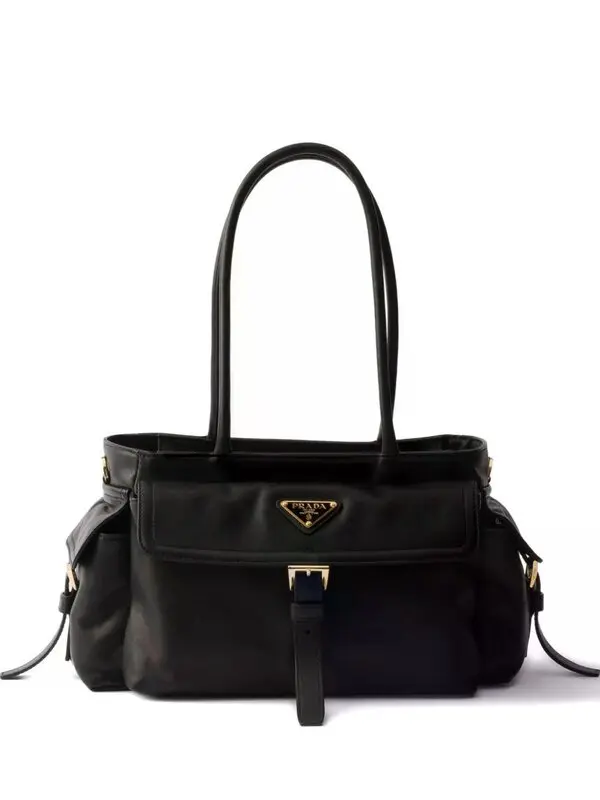 Prada Medium Leather Tote Bag - Black