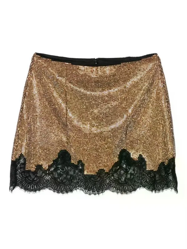SELF-PORTRAIT Mini Skirt With Lace Trim