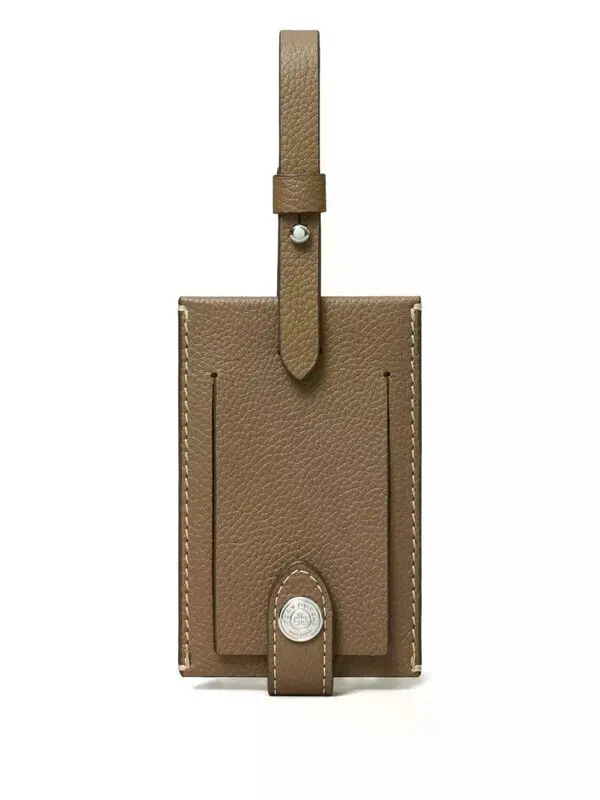 Tory Burch Pebbled Leather Luggage Tag - Brown