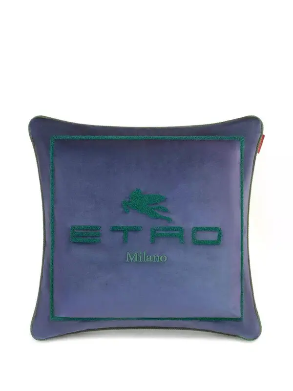 Etro Embroidered Pegaso Cushion - Blue