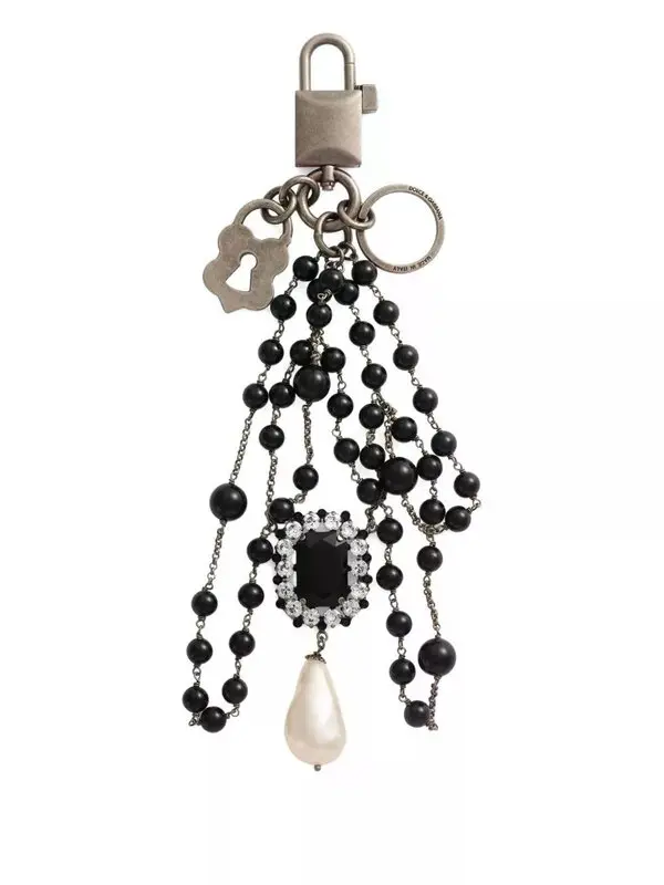Dolce & Gabbana Padlock Beaded Keyring - Silver