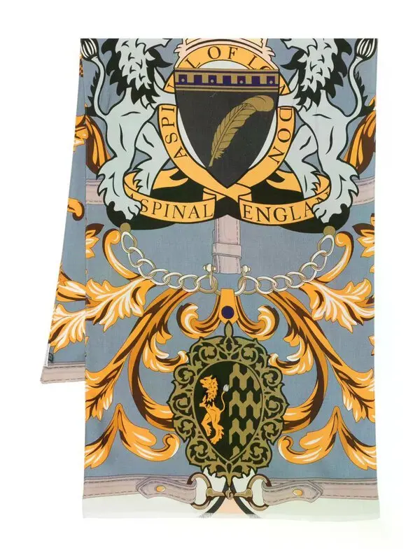 ASPINAL OF LONDON Printed Silk Scarf - Blue