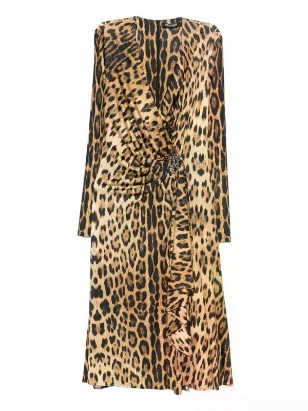 Roberto Cavalli Animal-print Draped Dress