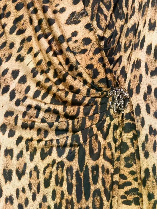 Roberto Cavalli Animal-print Draped Dress