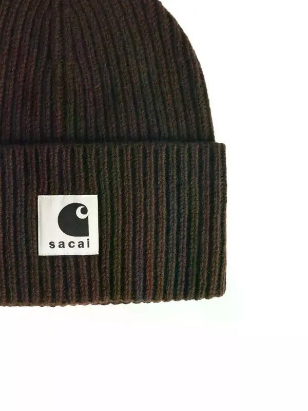 Sacai X Carhartt Wip Logo-appliqué Beanie