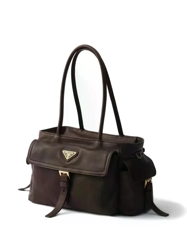 Prada Medium Explore Leather Tote Bag - Brown