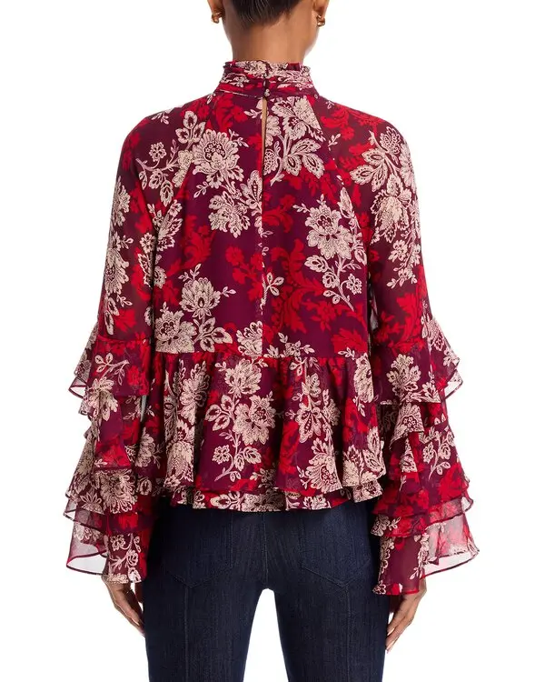 Cinq À Sept Ruffled Top - Mulberry Multi