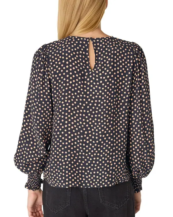 Whistles Spot Shirred Cuff Blouse