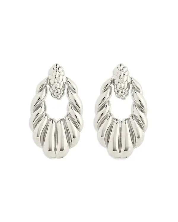 Sterling Forever Enid Textured Drop Earrings - Silver