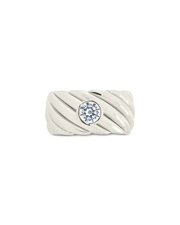 Sterling Forever Blythe Cubic Zirconia Cigar Band Ring - Silver