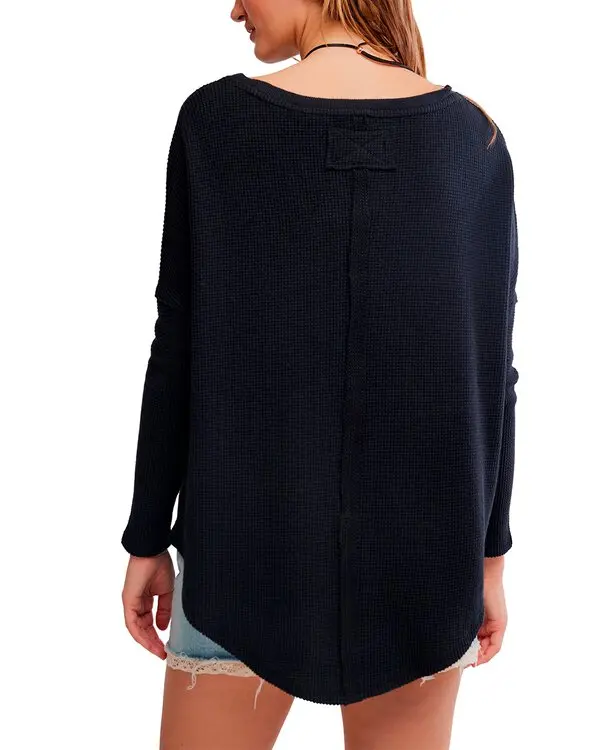 Free People Latte Blues Thermal Pullover - Black