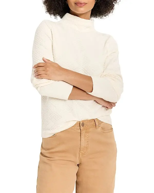 NIC+ZOE Textured Diamonds Sweater - Classic Cream
