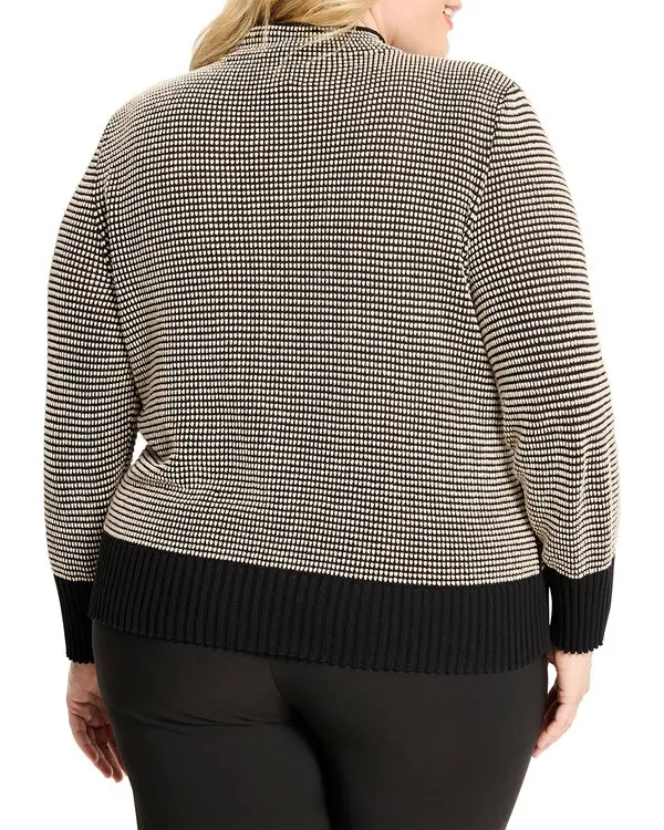 NIC+ZOE Pixel Knit Funnel Neck Sweater - Black Multi