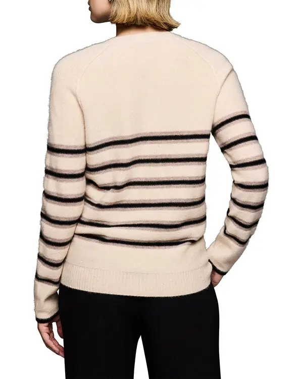 NIC+ZOE Sparkle Stripe V-neck Sweater