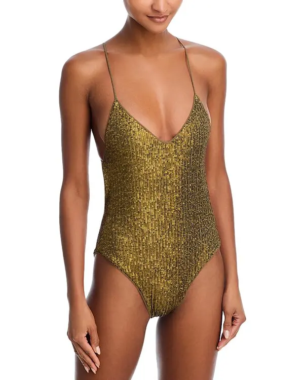 Norma Kamali Low Back Slip Mio One Piece Swimsuit - Bark