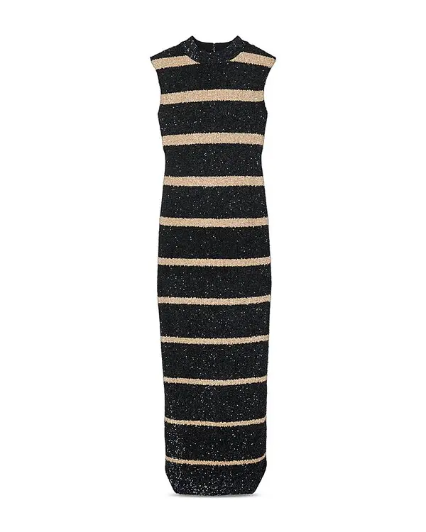 St. John Degrade Breton Stripe Sequin Dress