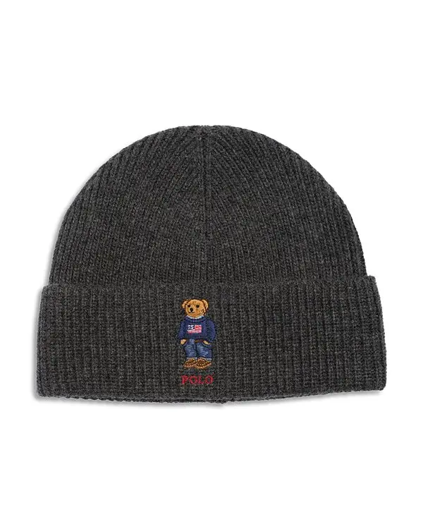 Ralph Lauren Flag Bear Beanie - Charcoal Heather