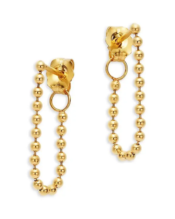 Zoe Chicco 14k Yellow Beaded Chain Huggie Hoop Earrings - Gold