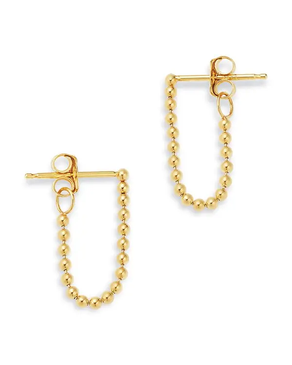Zoe Chicco 14k Yellow Beaded Chain Huggie Hoop Earrings