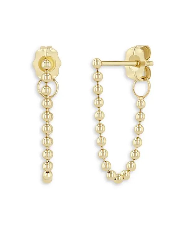Zoe Chicco 14k Yellow Beaded Chain Huggie Hoop Earrings