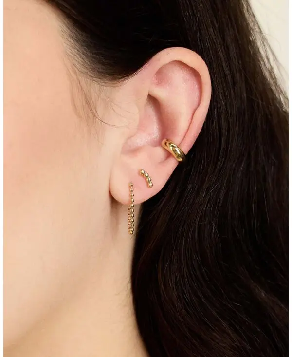 Zoe Chicco 14k Yellow Beaded Chain Huggie Hoop Earrings