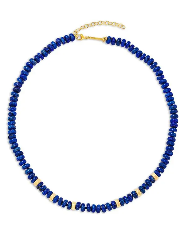 Zoe Chicco 14k Yellow Gold Lapis Rondelle Bead Collar Necklace - Blue