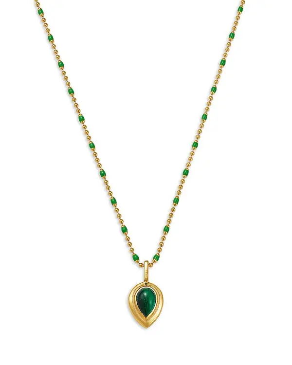 Zoe Chicco 14k Yellow Gold Malachite & Enamel Pendant Necklace - Gold/green
