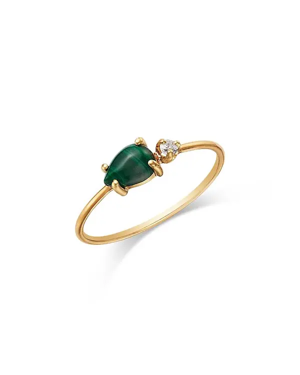 Zoe Chicco 14k Yellow Malachite And Diamond Ring - Gold