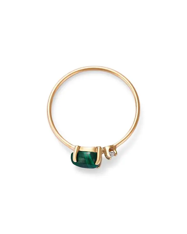 Zoe Chicco 14k Yellow Malachite And Diamond Ring