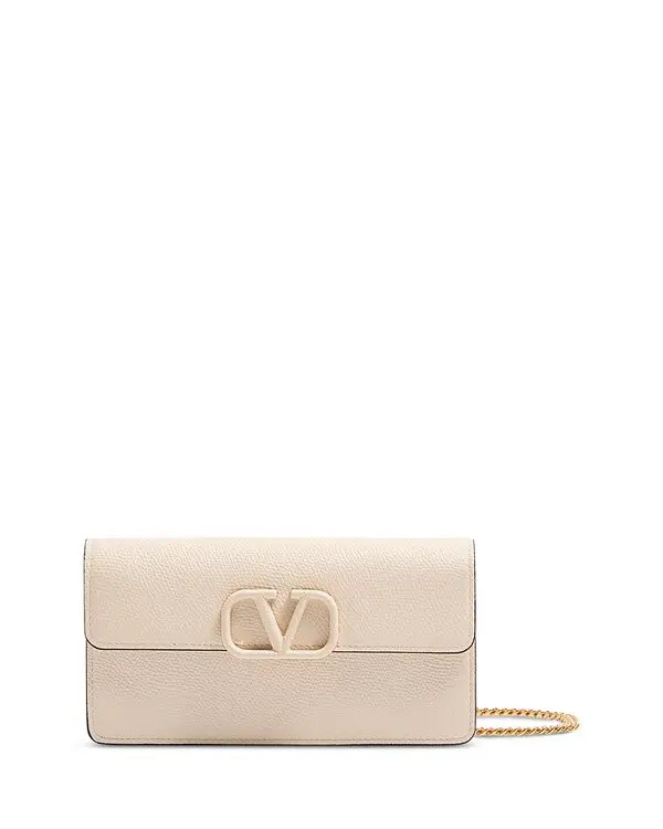 Valentino Garavani Vlogo Signature Wallet On A Chain - Light Ivory