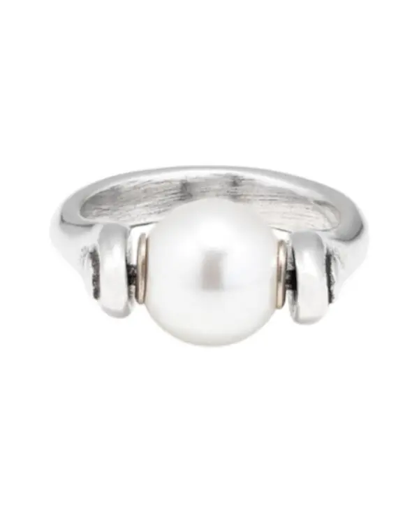 UNODE50 Sterling Plated Ring With Pearl Accent - Silver