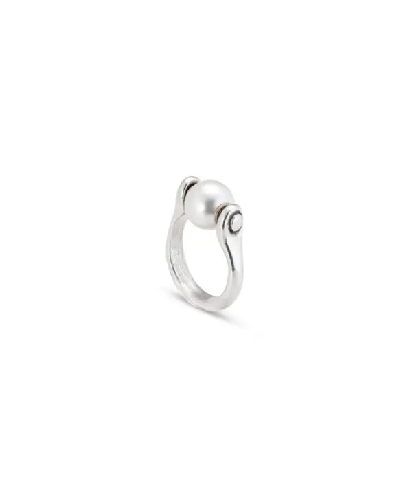 UNODE50 Sterling Plated Ring With Pearl Accent - Silver