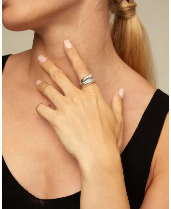 UNODE50 Sterling -plated Tubular Ring - Silver