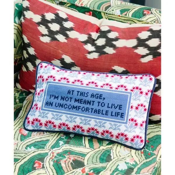 FURBISH Uncomfortable Life Needlepoint Pillow - Houndstooth