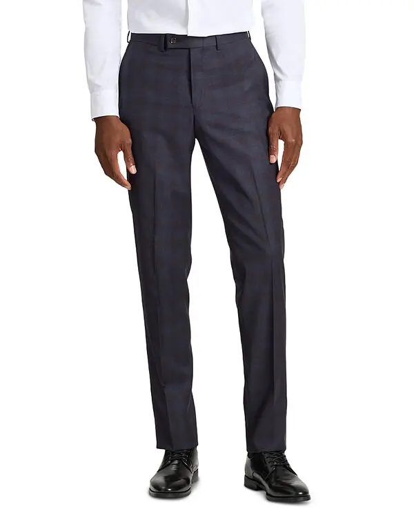 Ted Baker London Plaid Modern-fit Suit Pants - Navy/wine
