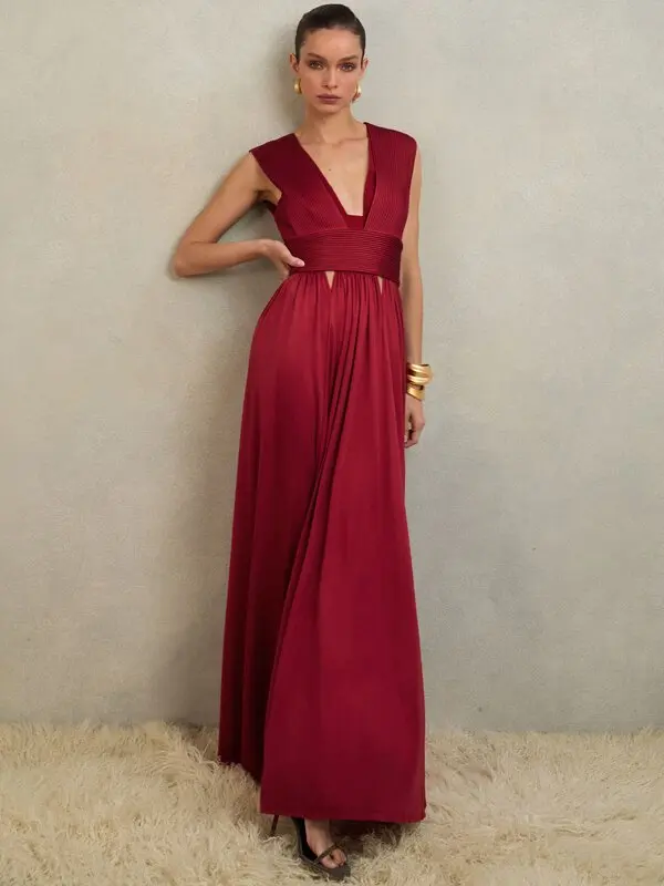 REISS Jasmine Atelier Cut-out Pleated Maxi Dress