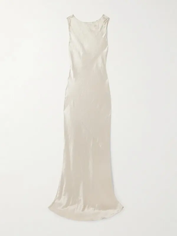 ABADIA Hammered-satin Gown - Silver