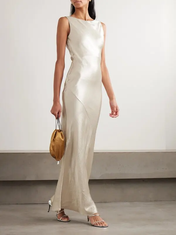 ABADIA Hammered-satin Gown - Silver