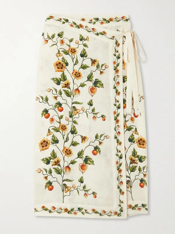 Agua Bendita Luna Floral-print Linen Pareo - Multi