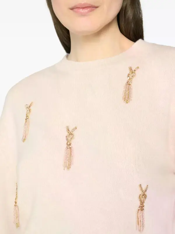 GENNY Tassel-embellished Knitted Top