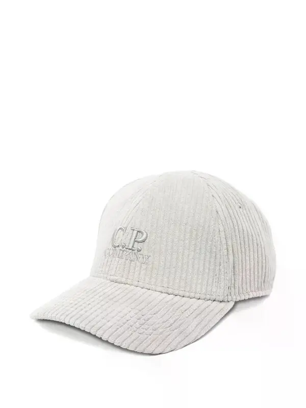 C.P. COMPANY Embroidered Corduroy Cap - Grey
