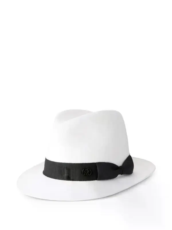 MAISON MICHEL Logo-plaque Wide Brim Hat - White