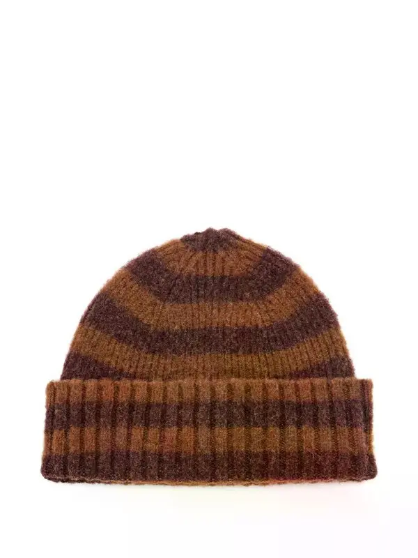 Howlin' Striped Ribbed-knit Beanie - Brown