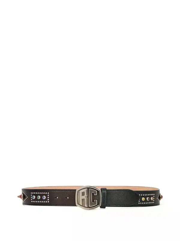 Roberto Cavalli Stone-studded Buckle Belt - Black