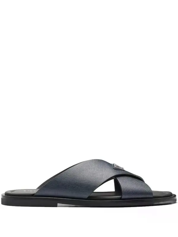 Prada Saffiano Leather Triangle-logo Sandals
