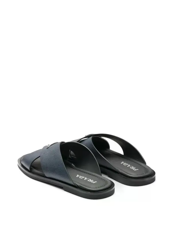 Prada Saffiano Leather Triangle-logo Sandals
