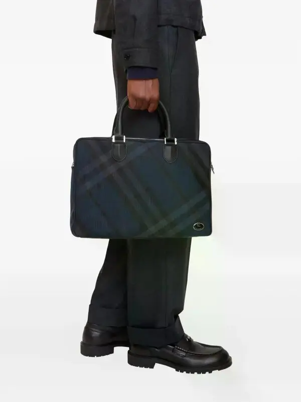 Burberry Check Briefcase - Blue