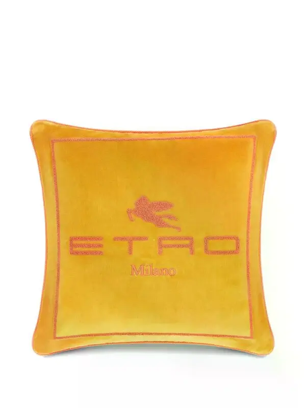 Etro Embroidered-pegaso Cushion - Yellow