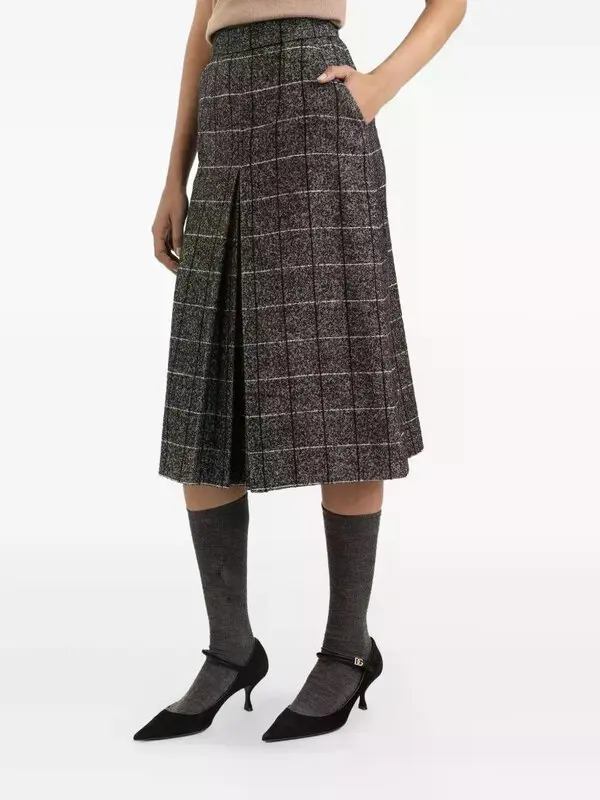 Dolce & Gabbana Checked Pleated Midi Skirt
